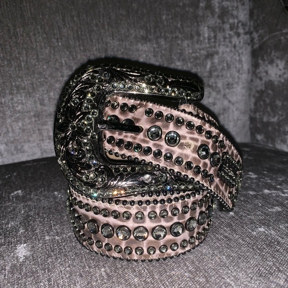 B.B. Simon | Accessories | Bb Simon Dark Gray Rhinestoned Belt | Poshmark